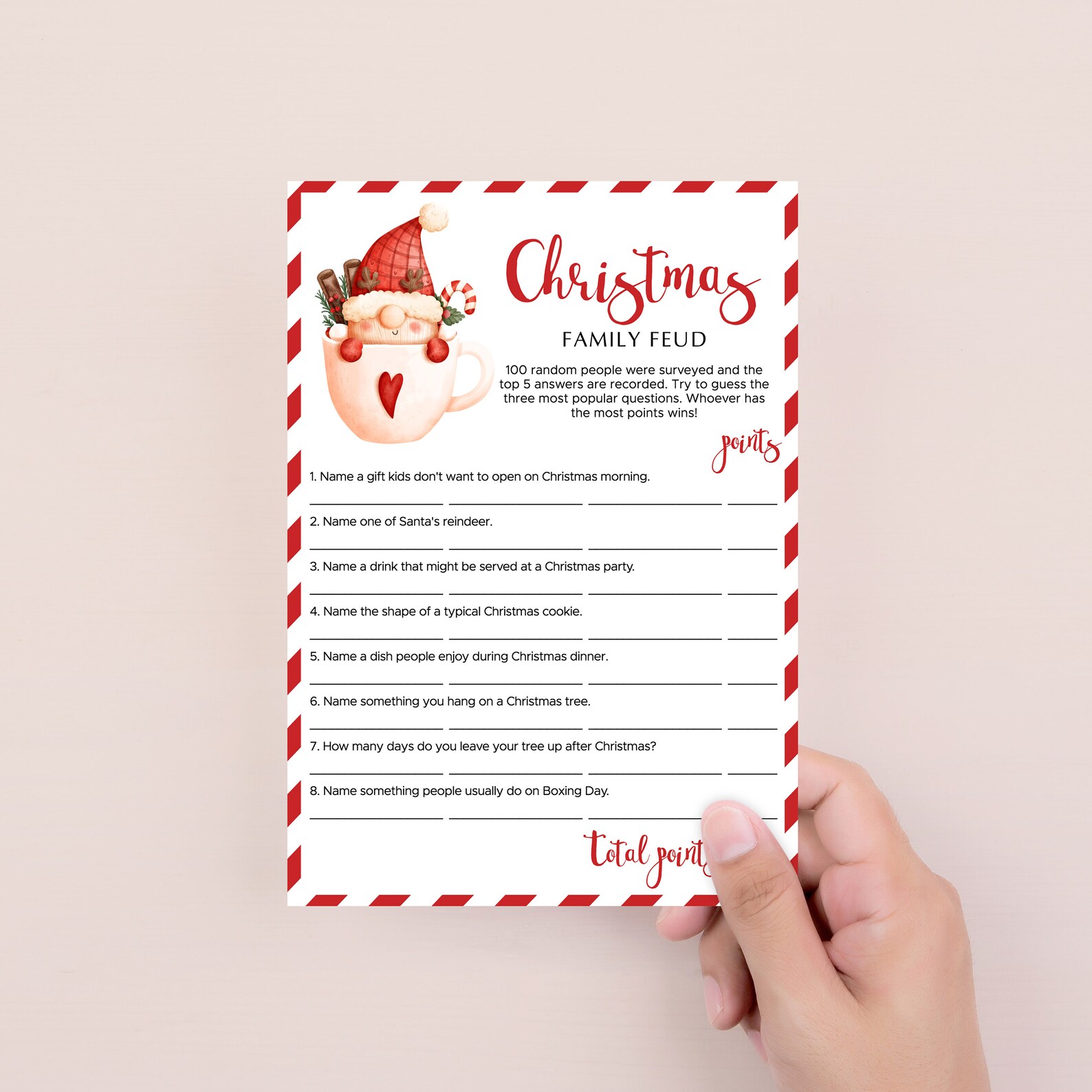 Cute Gnomes Christmas Games Bundle Printable Hot Chocolate Xmas ...