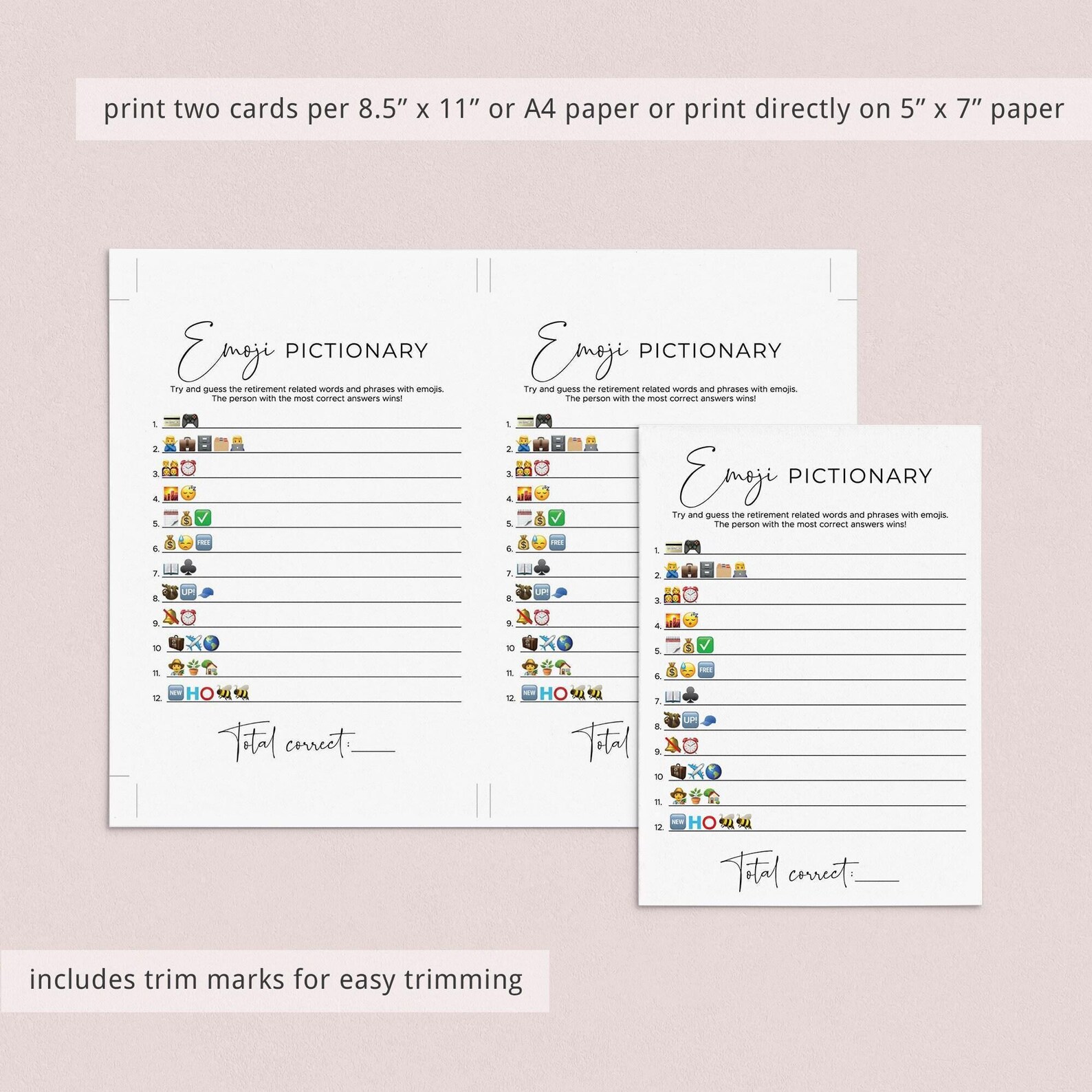 Retirement Emoji Pictionary Game Printable Guess the Emojis Activity ...