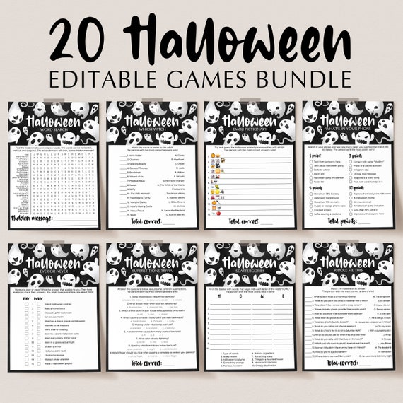 Halloween Party Games Bundle Printable Ghost Themed Halloween - Etsy