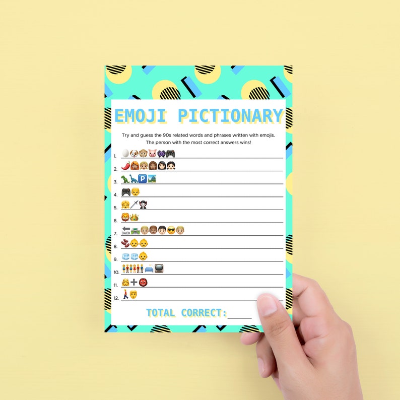 90s Party Emoji Pictionary Game Printable Nineties Themed - Etsy