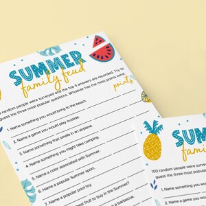 Summer Family Feud Game Printable Summertime Camp Ideas for Groups Fun ...
