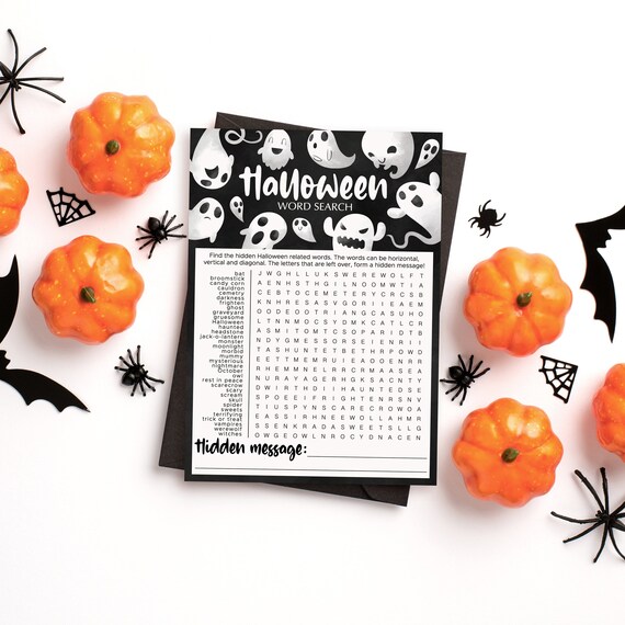 Halloween Word Search Printable Ghost Themed Halloween Party - Etsy