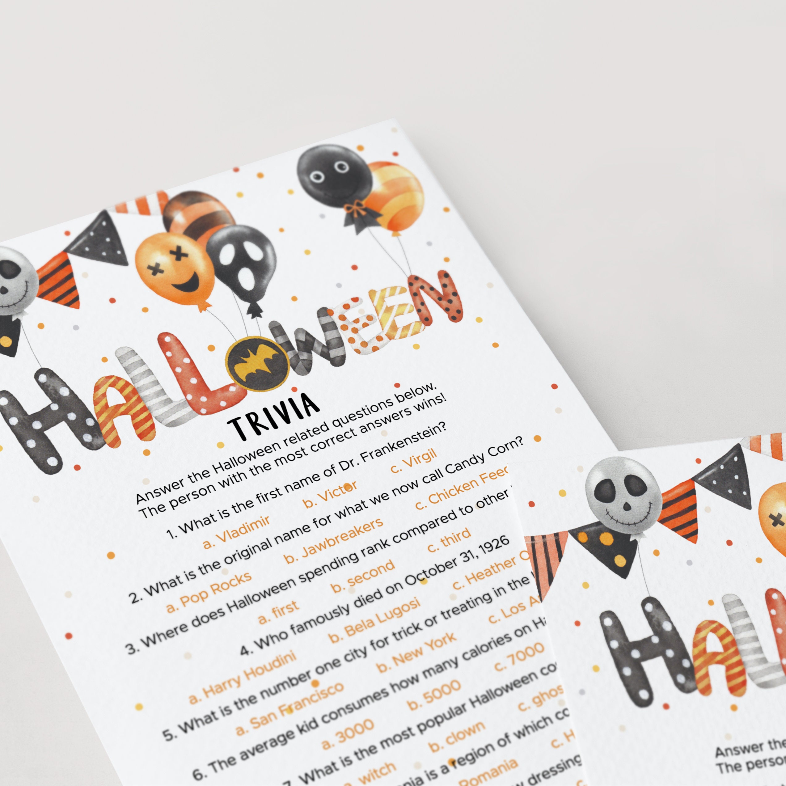 Halloween Trivia Printable Halloween Quiz Fun Facts About Halloween ...