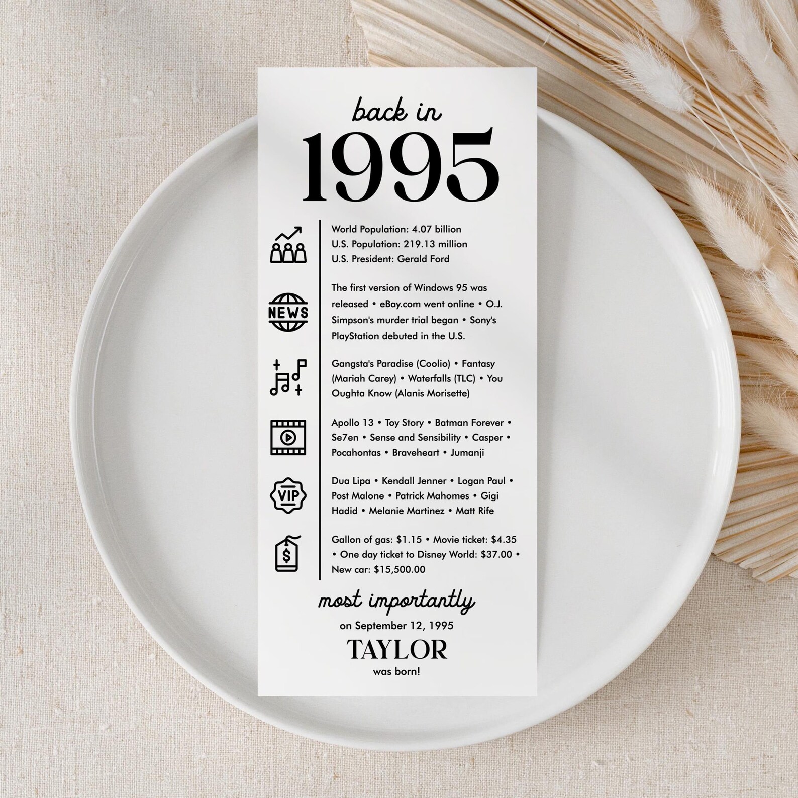 30th Birthday Party Decorations 30th Bday Dinner Cards 30th Born in ...