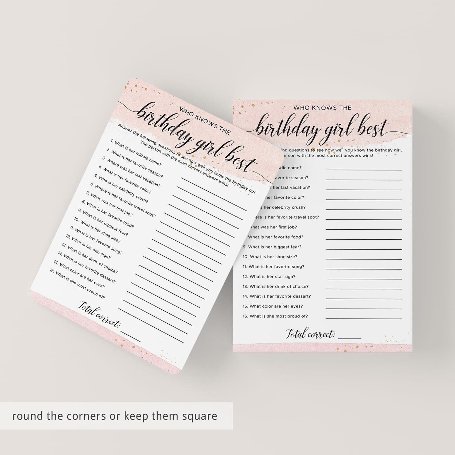 Blush Birthday Party Games Bundle Printable Womens Birthday Games for ...