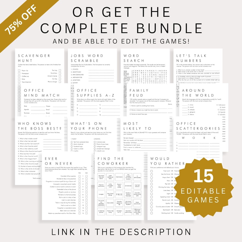 Office Scattergories Game Printable | Minimalist Office Party Game ...