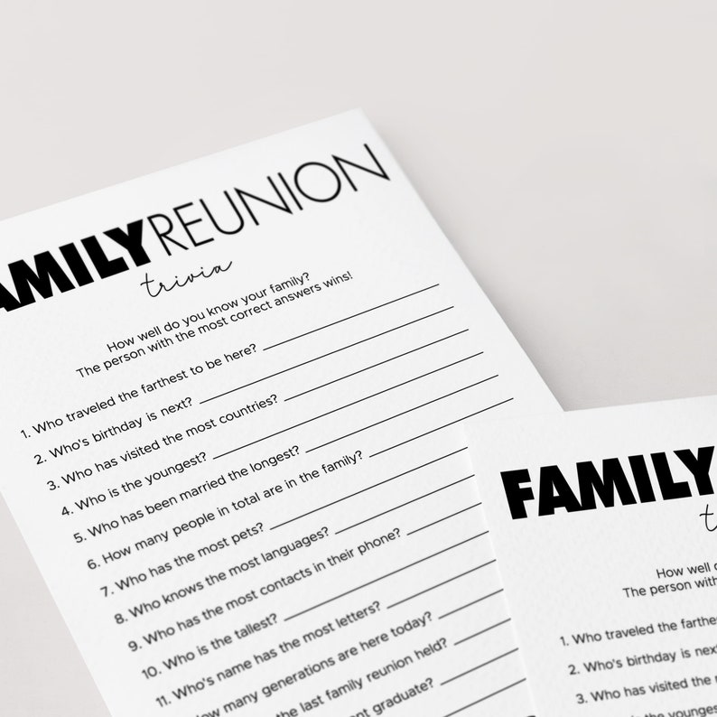 Family Trivia Game Printable | Family Reunion Quiz Questions, Family ...