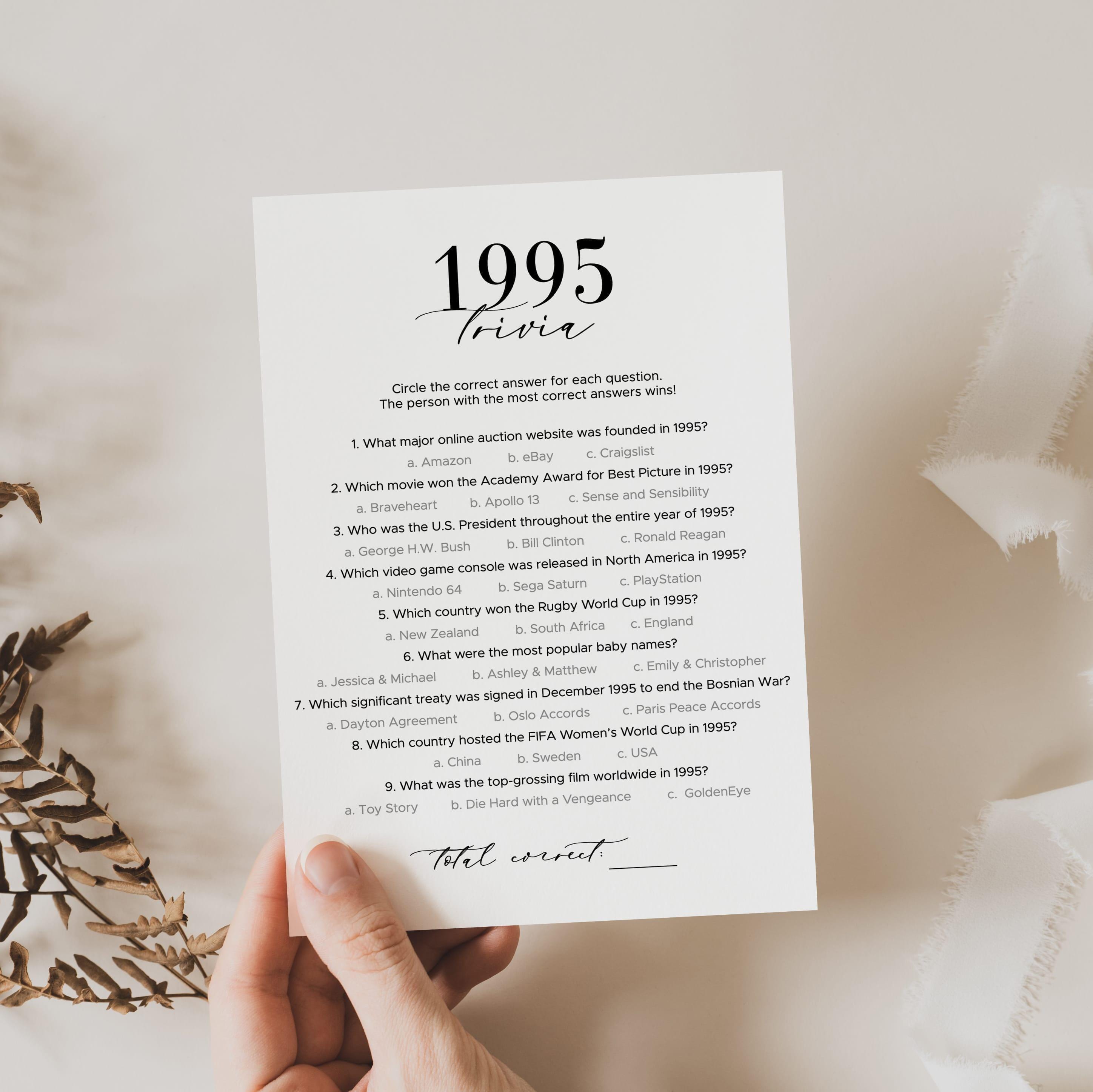 30th Birthday Games for Women and Men | Born in 1995 Birthday Party ...