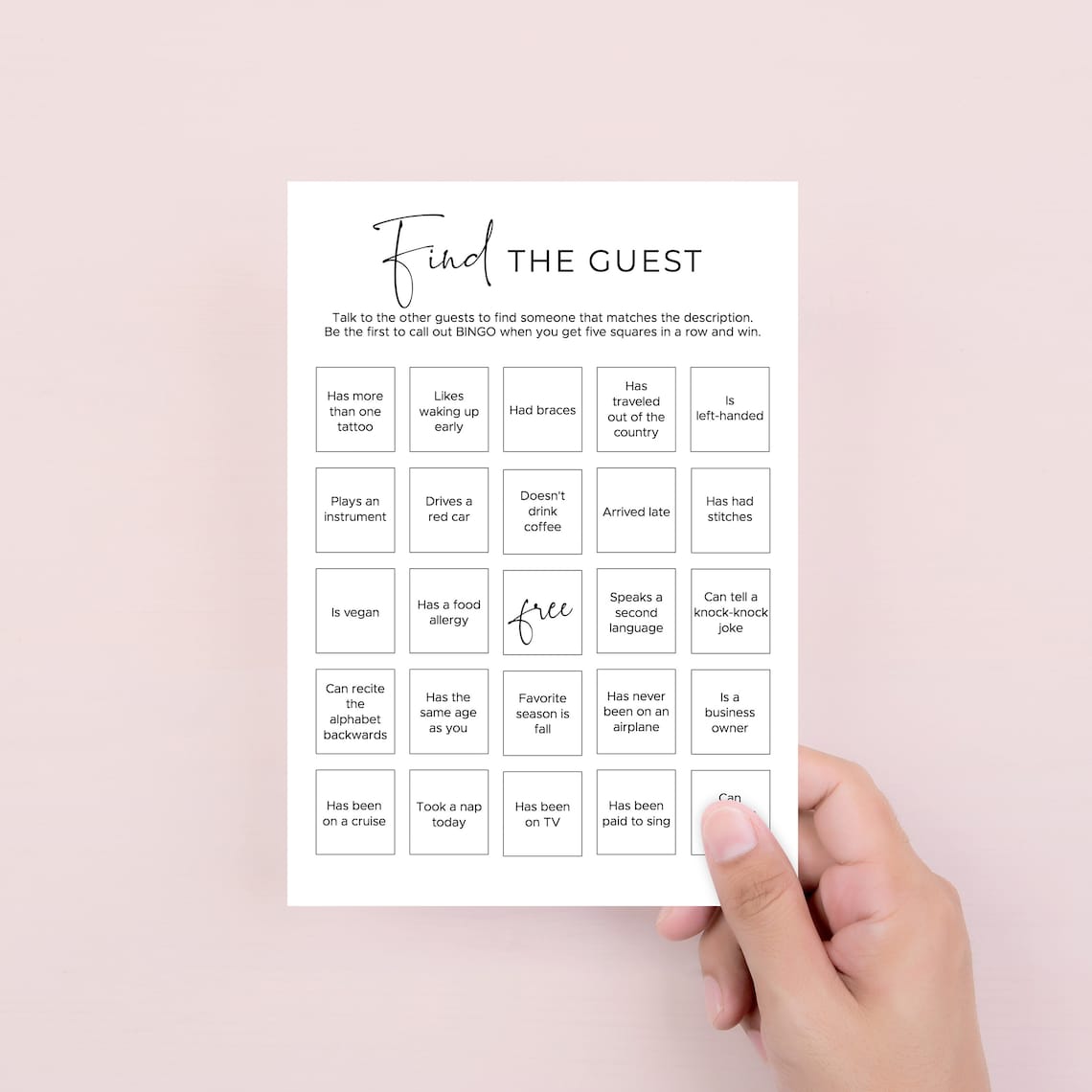 Find the Guest Bingo Printable Fun Birthday Icebreaker Game for Adults ...