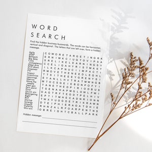 Work Party Word Search Game Printable | Minimalist Office Party Word ...