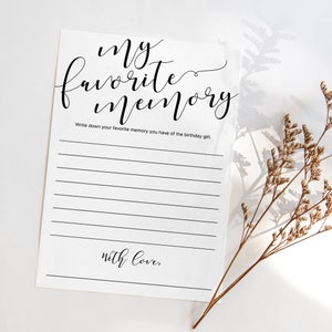 My Favorite Memory of the Birthday Girl Cards Printable Calligraphy ...