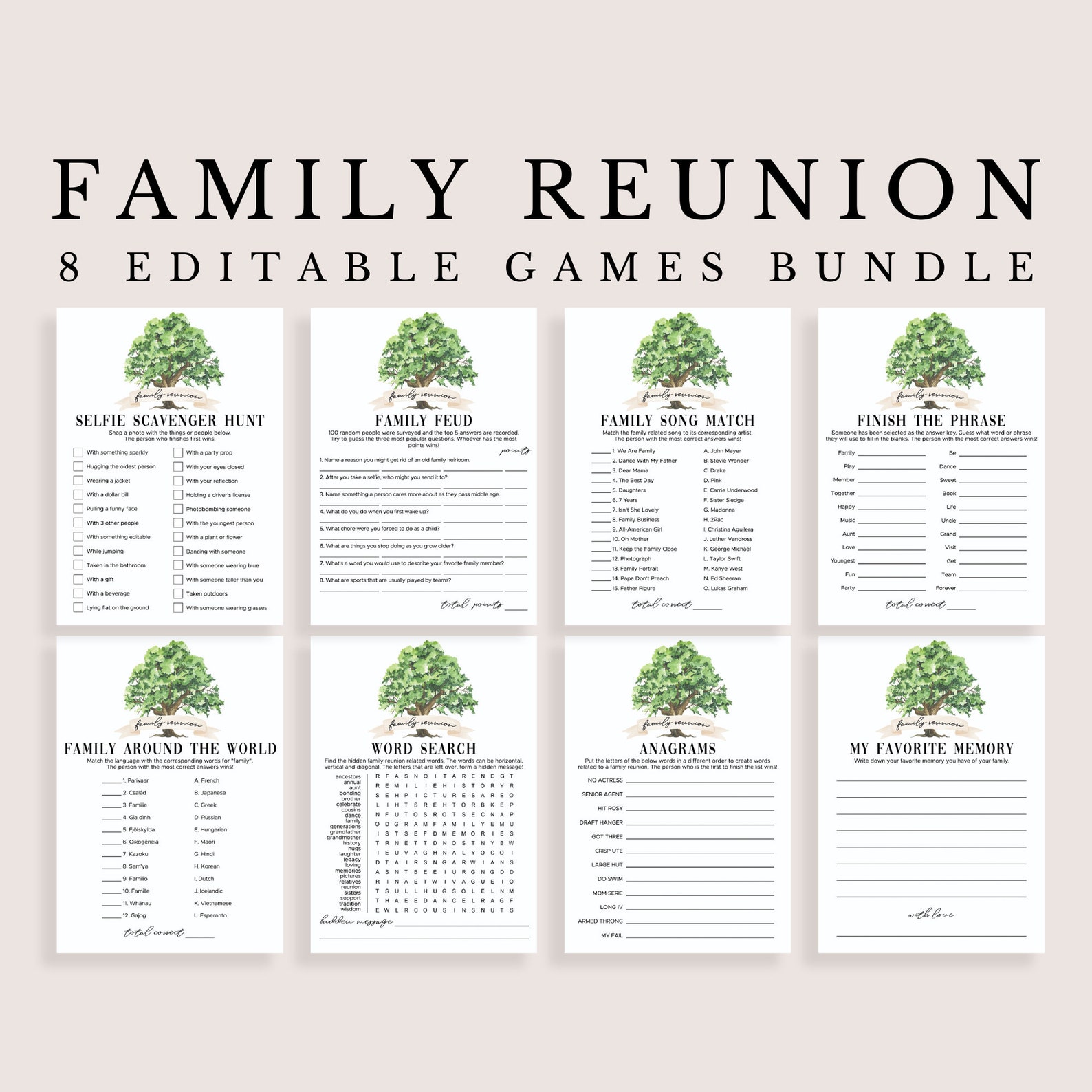 Family Gathering Games Bundle Fun Family Reunion Games for All Ages ...