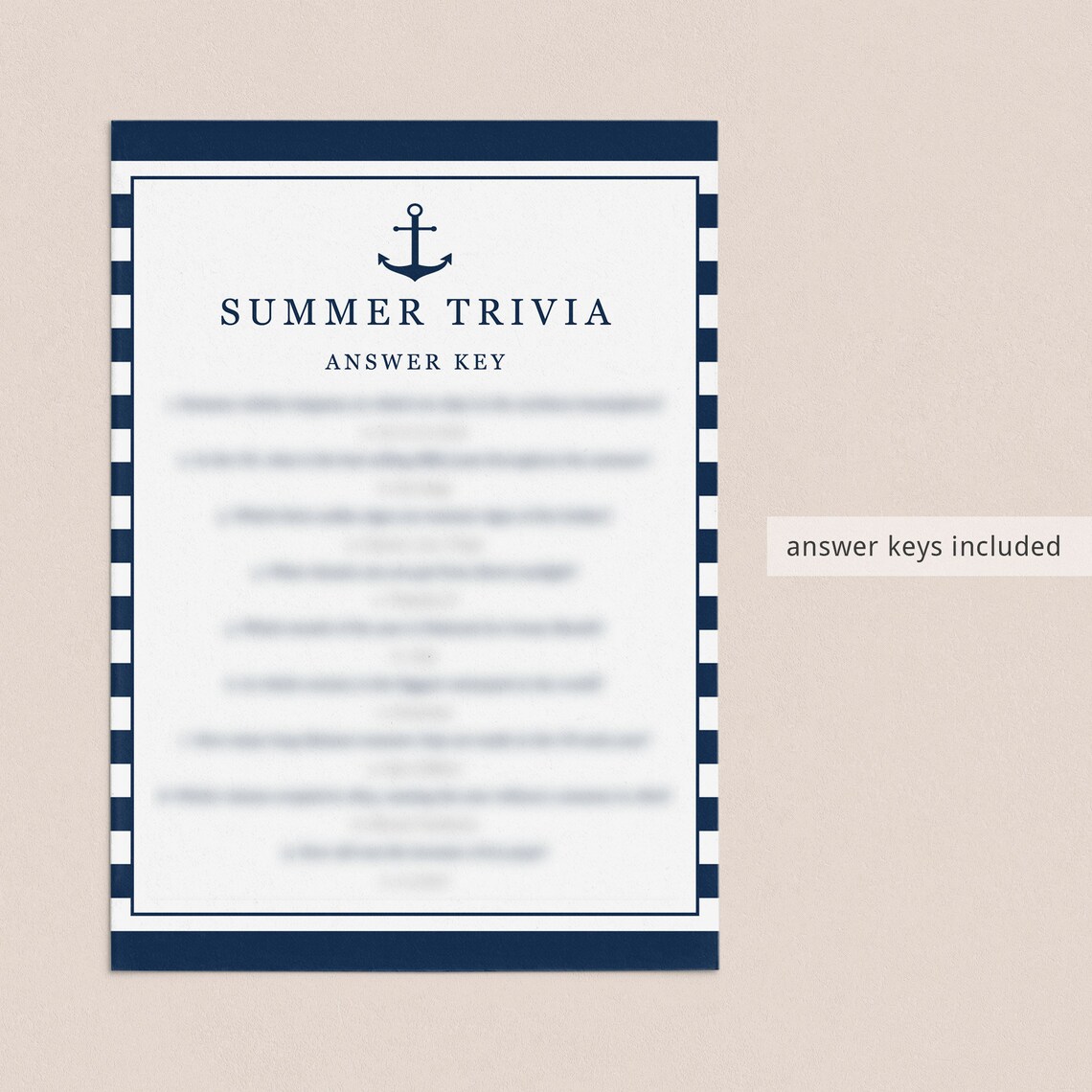 Nautical Summer Games Printable Tropical Pool Party Activities for Kids ...