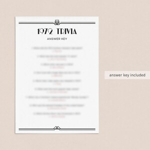 Fun Facts Quiz About 1972 Trivia Game Printable Birthday Party ...