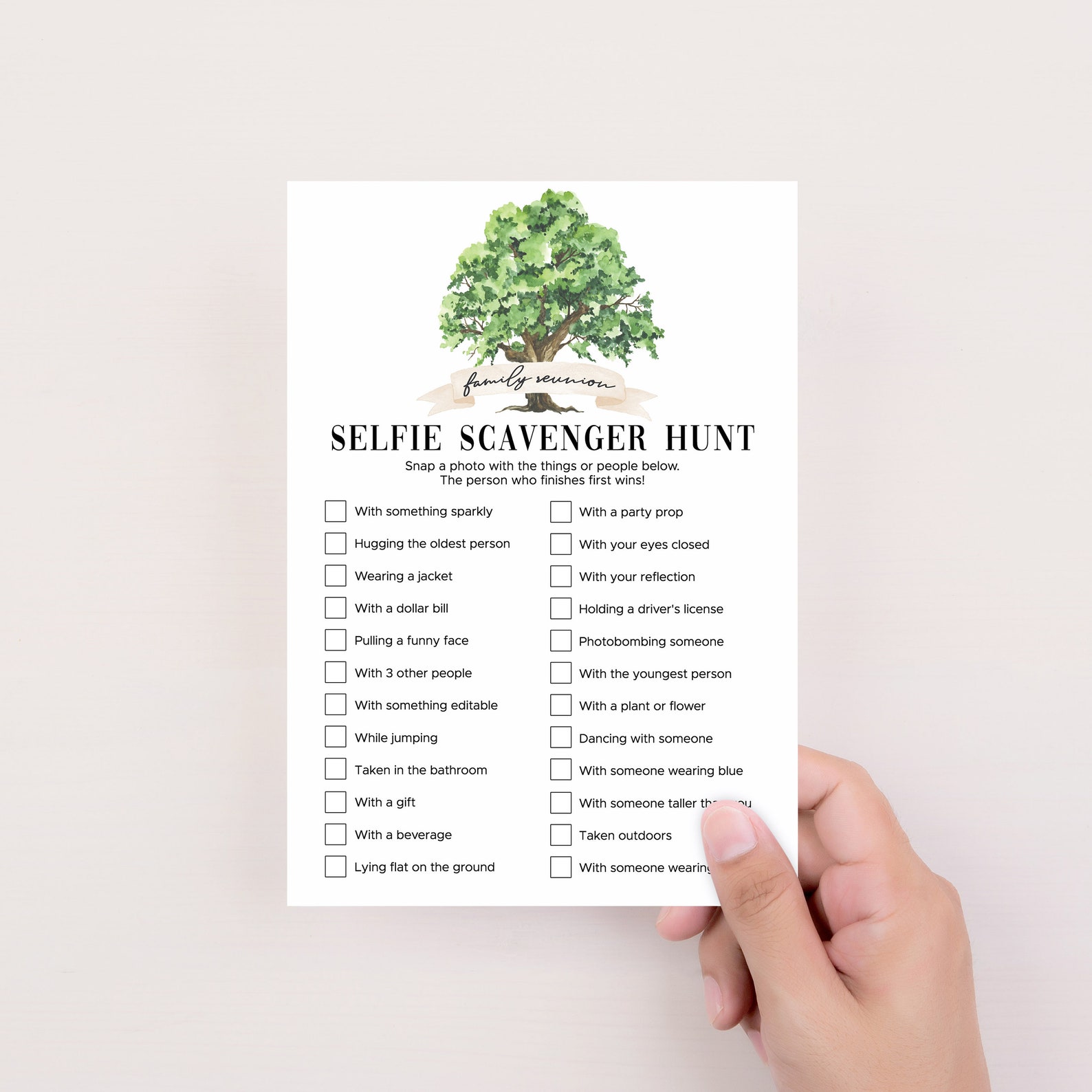 Selfie Scavenger Hunt Game Printable Family Reunion Activity Ideas for ...