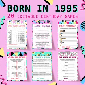 30th Birthday Games for Her | Born in 1995 Birthday Party Games Bundle ...