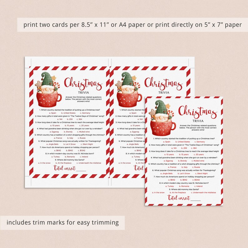 Christmas Trivia Game Printable Holiday Quiz With Fun Facts Questions ...