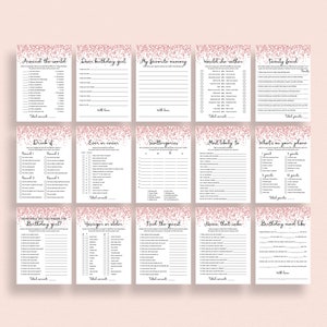 Pink Confetti Birthday Games Bundle for Her Editable Template ...