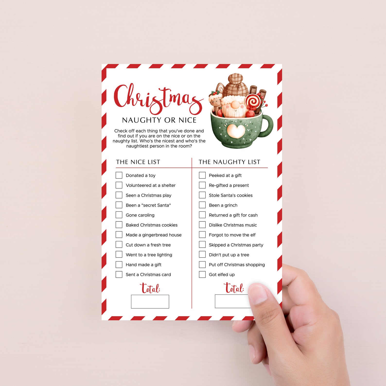 Naughty or Nice Game Printable Christmas Games Instant Download Funny ...