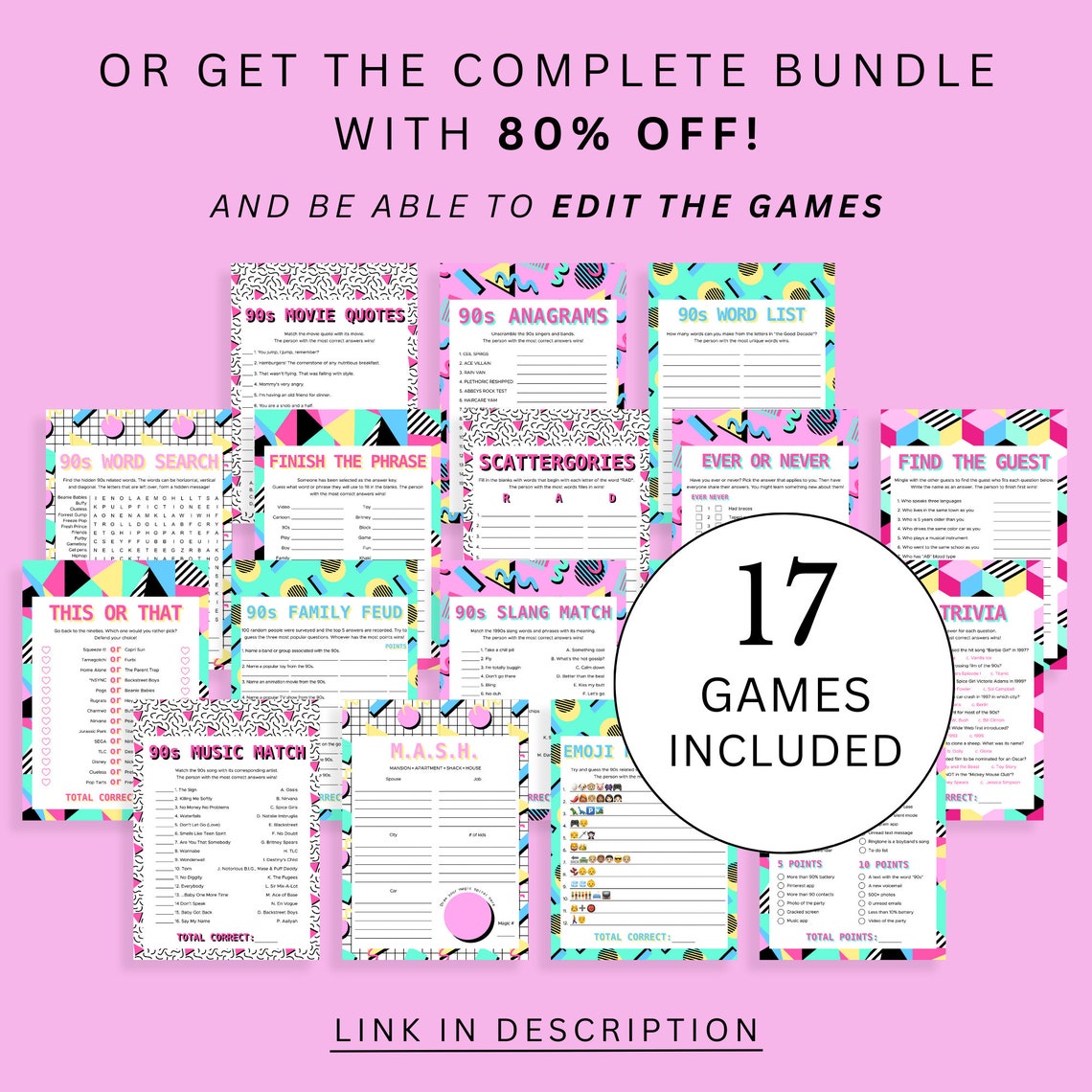 90s Slang Match Game Printable 1990s Theme Party Ideas Match the Slang ...