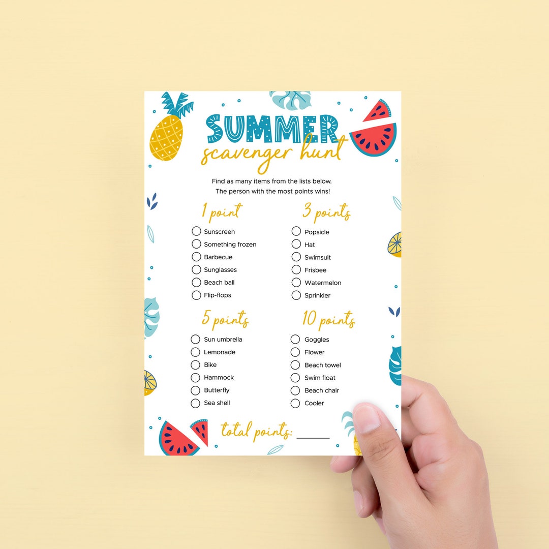 Summer Scavenger Hunt Printable Beach Scavenger Hunt for Kids and ...