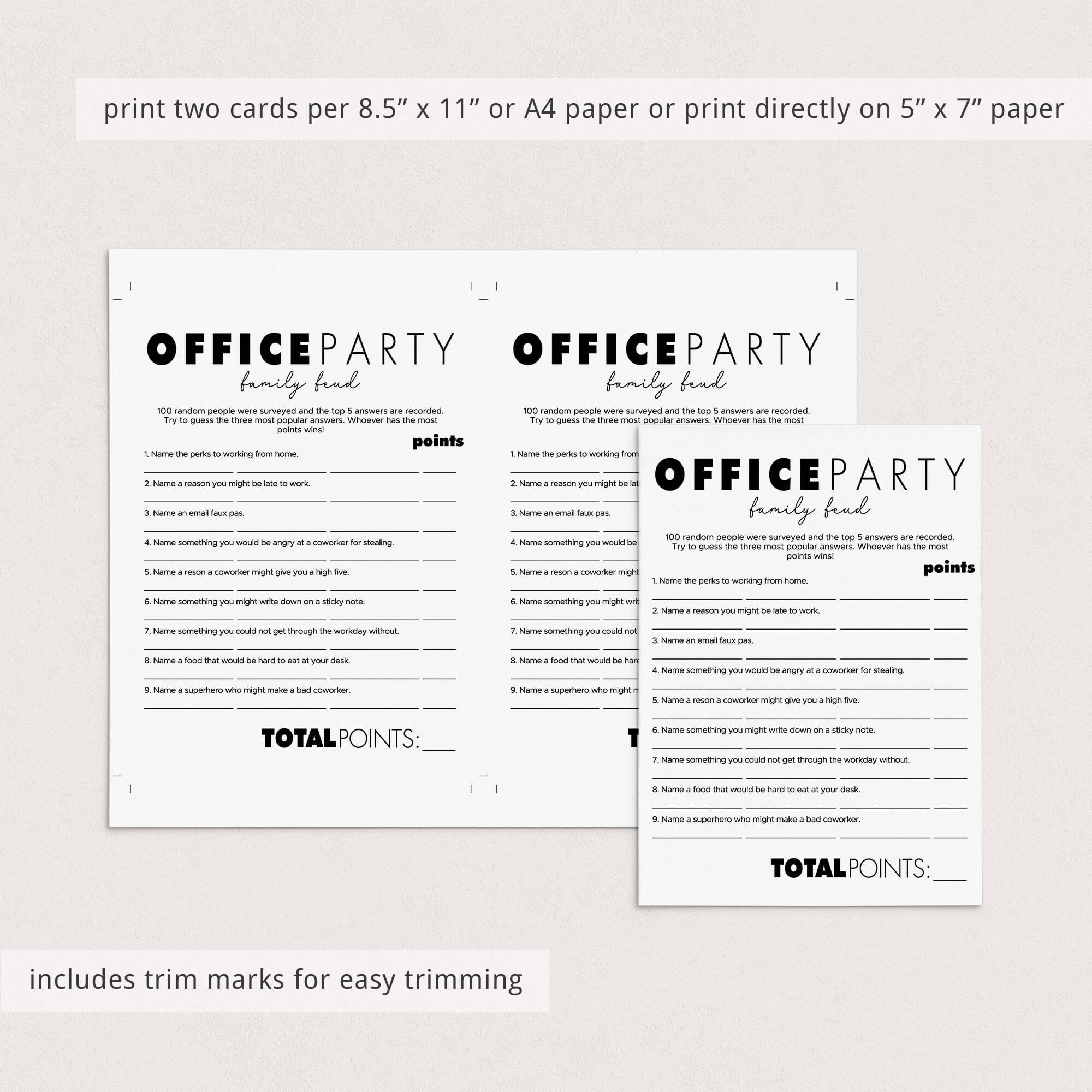 Family Feud Office Edition Work Party Family Feud Questions and Answers ...