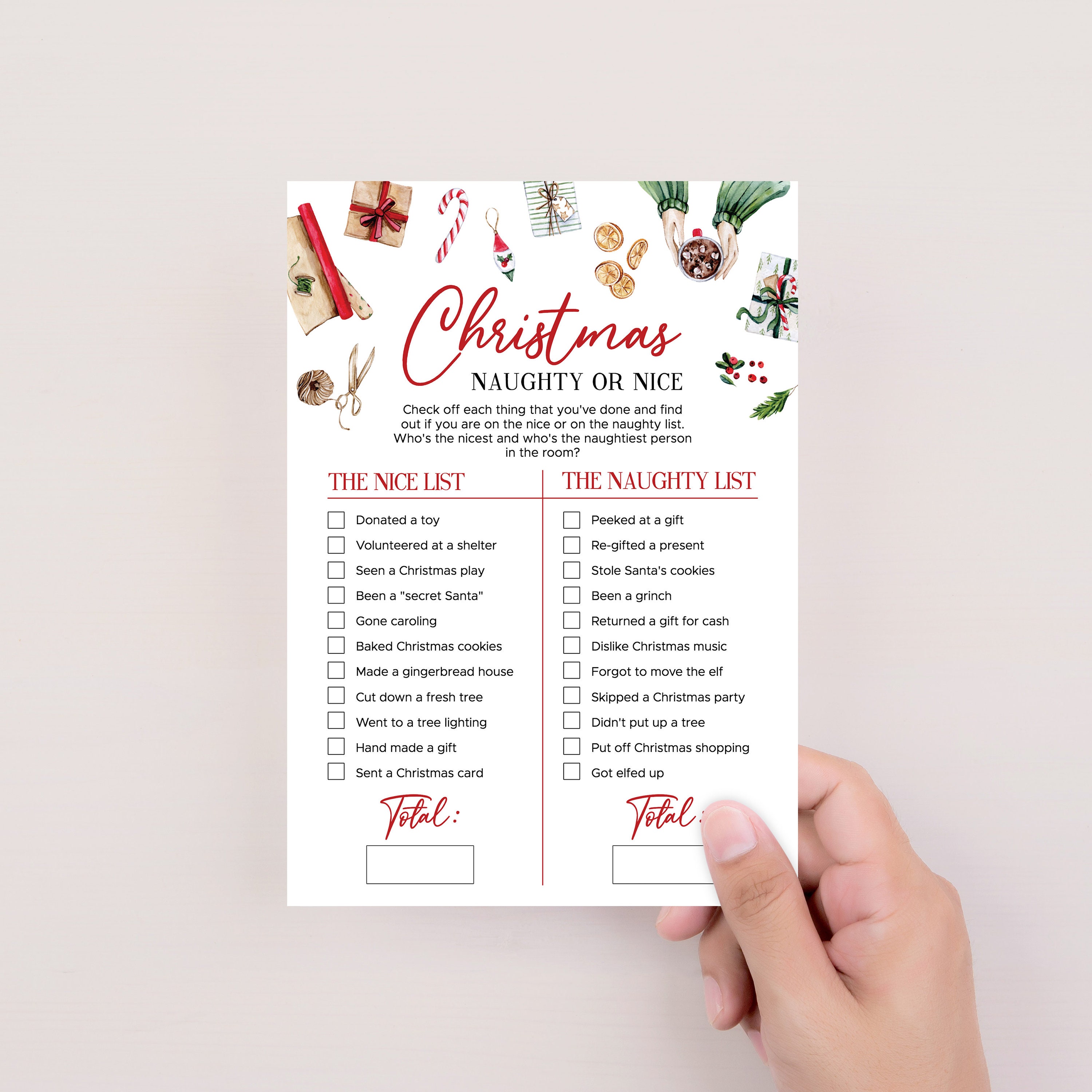 Naughty or Nice List Printable Funny Christmas Games Instant Download ...