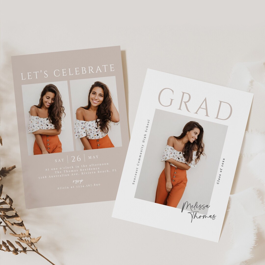Graduation Invitation Template | Neutral Graduation Announcement ...