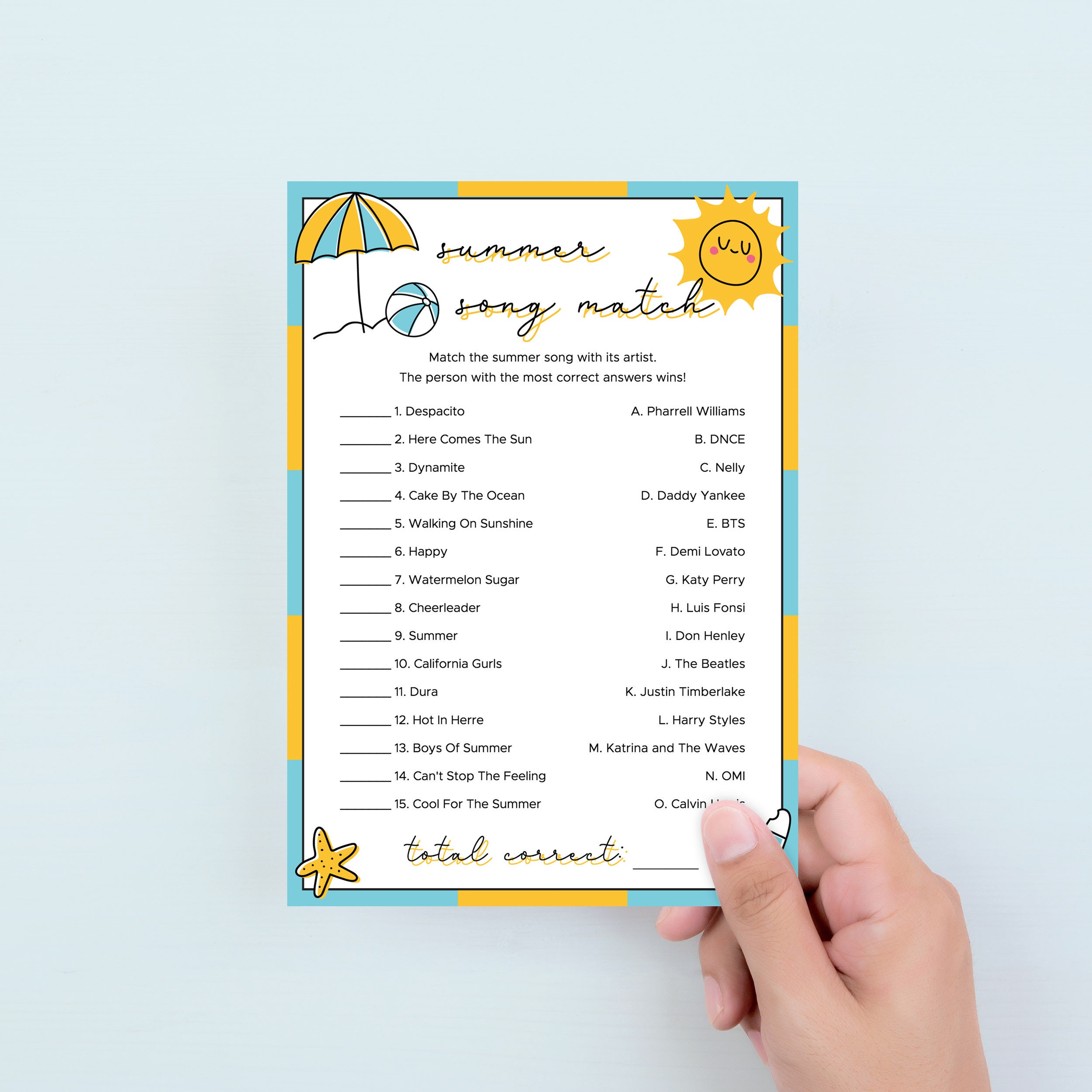 Summer Activities for Kids and Adults Yellow and Blue Summer Vacation ...