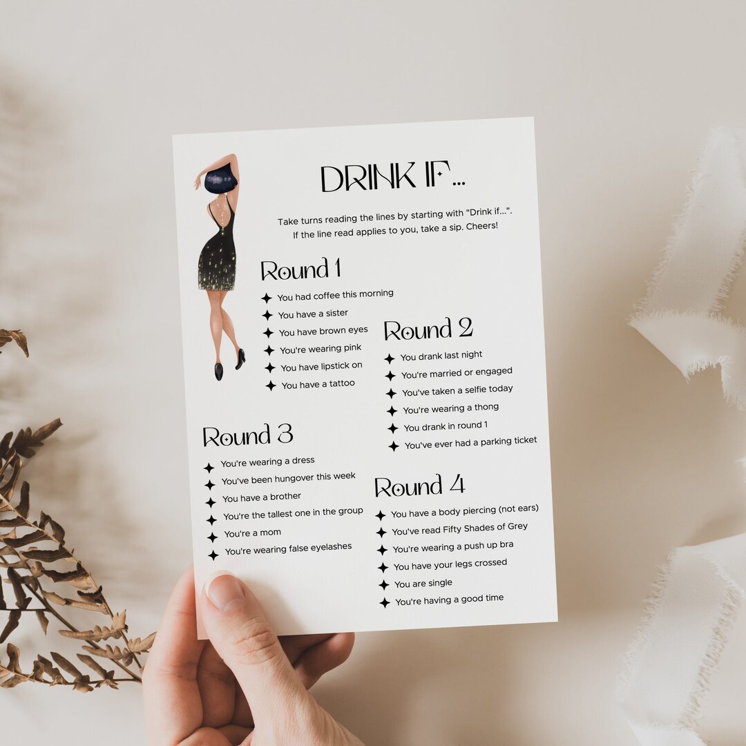 Flapper Girl Drink If Game Printable Roaring 20s Bachelorette Party ...