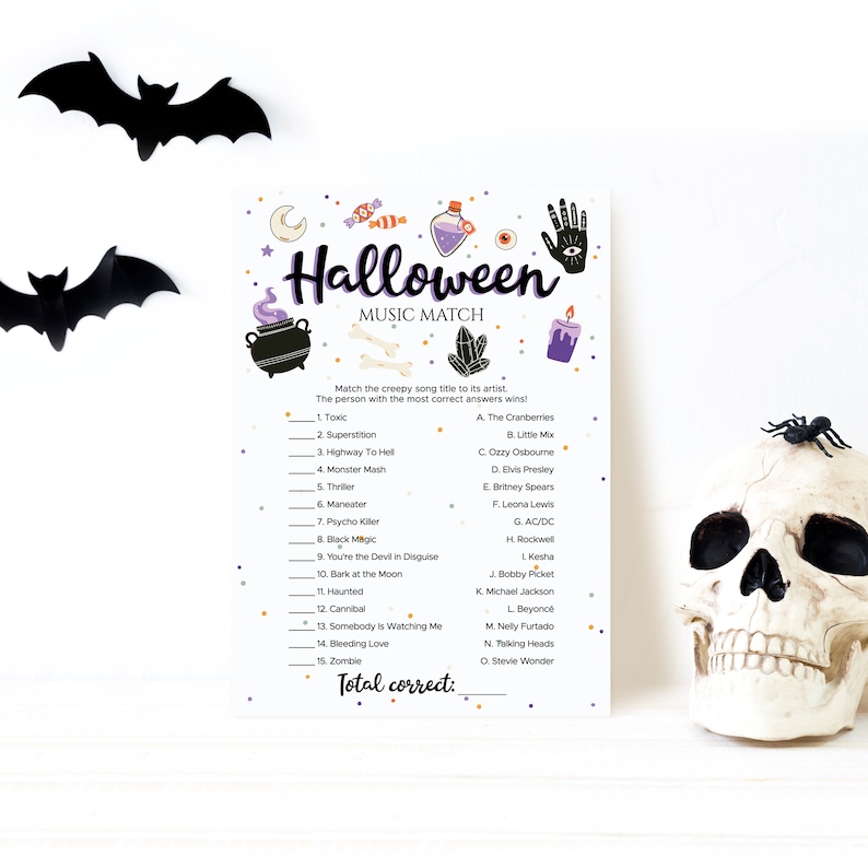 Halloween Music Match up Game Printable Match the Song to Its - Etsy
