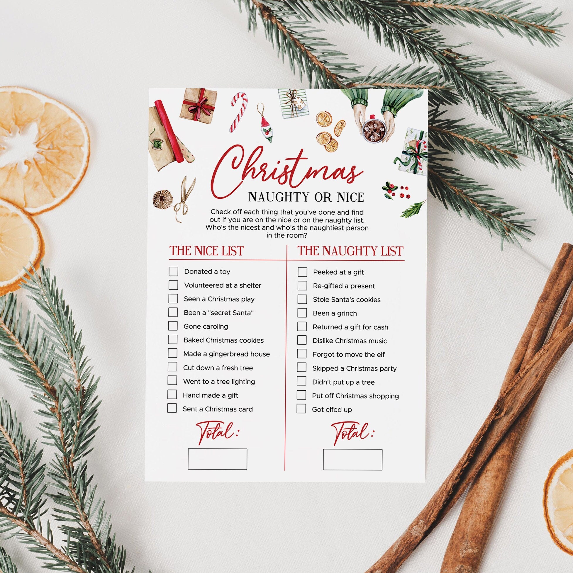 Naughty or Nice List Printable Funny Christmas Games Instant Download ...