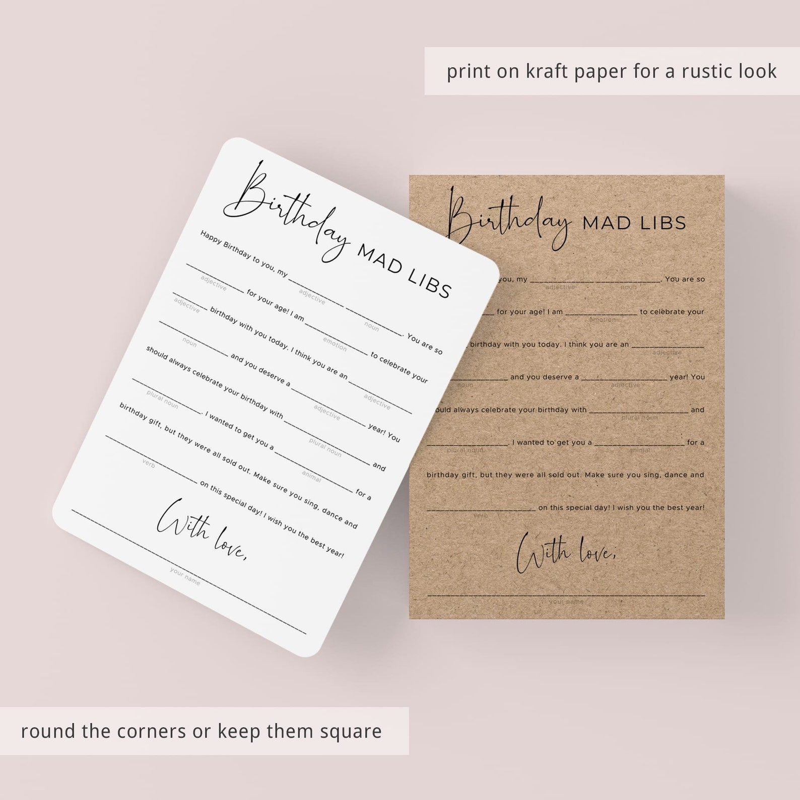 Funny Birthday Mad Libs Game Printable Bday Games for Adults and Kids ...