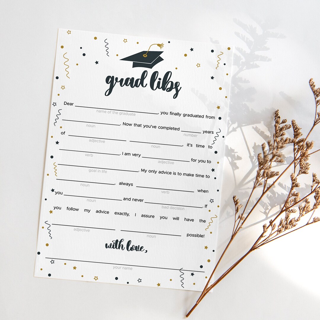 Graduation Mad Libs Game Printable Grad Party Games Simple Graduation ...