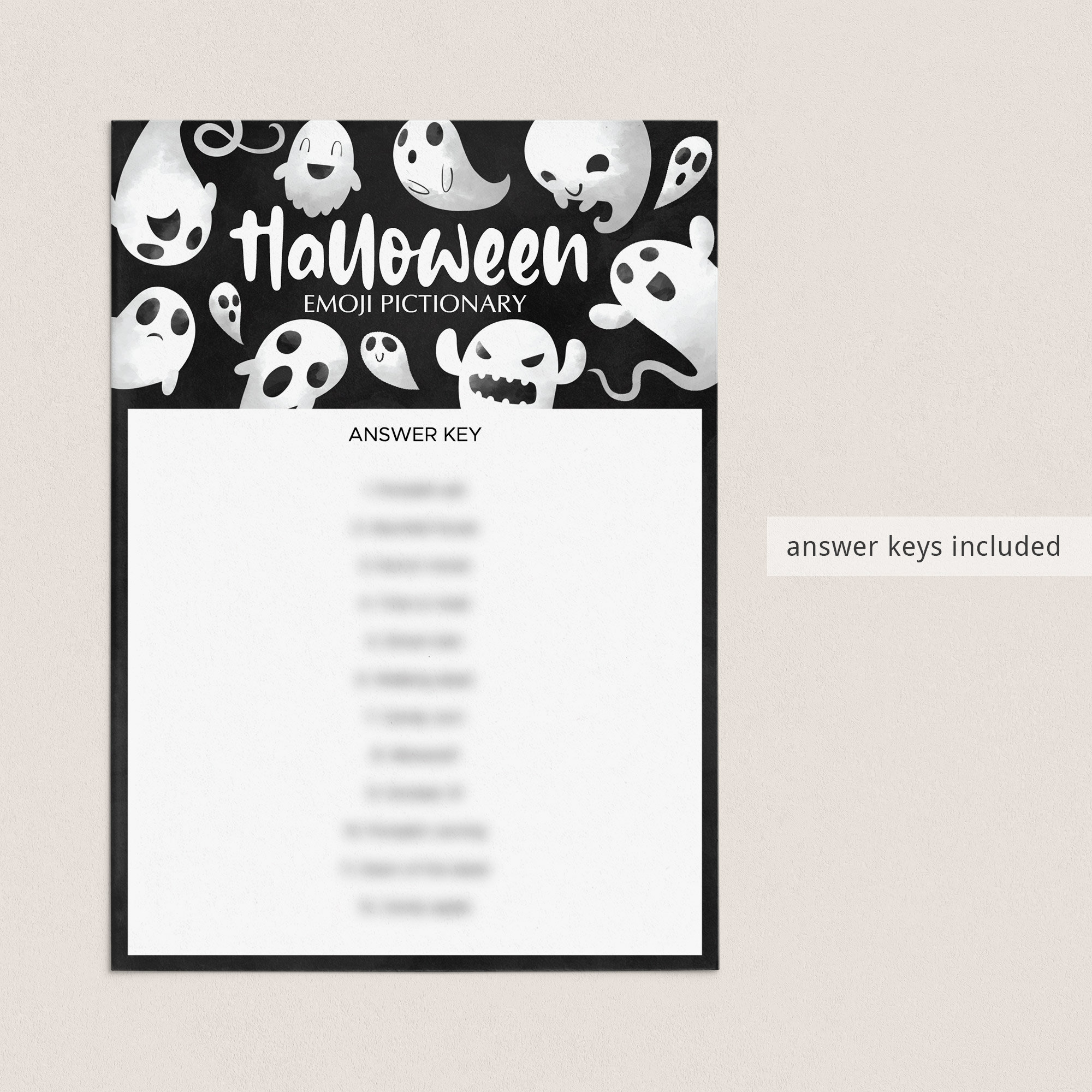 Halloween Party Games Bundle Printable Ghost Themed Halloween Quiz to ...