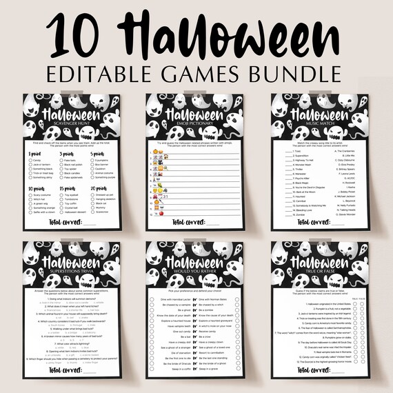 Halloween Party Games Bundle Printable Ghost Themed Halloween - Etsy