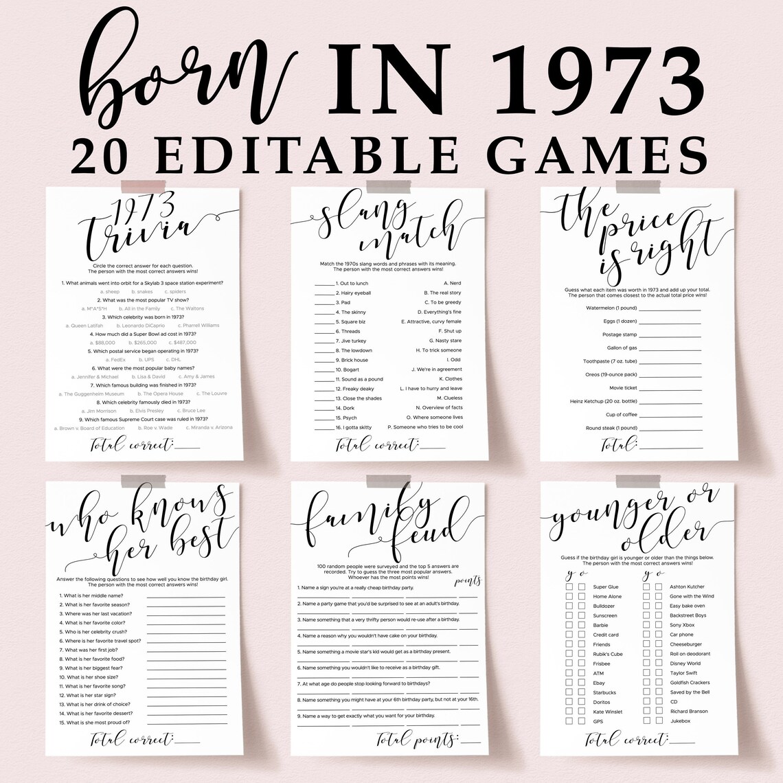 50th Birthday Games Printable Womens Birthday Party Game - Etsy