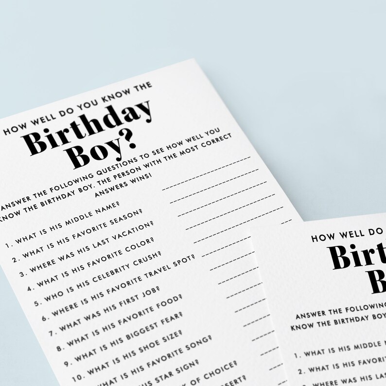 How Well Do You Know the Birthday Boy Game Printable Who Knows the ...