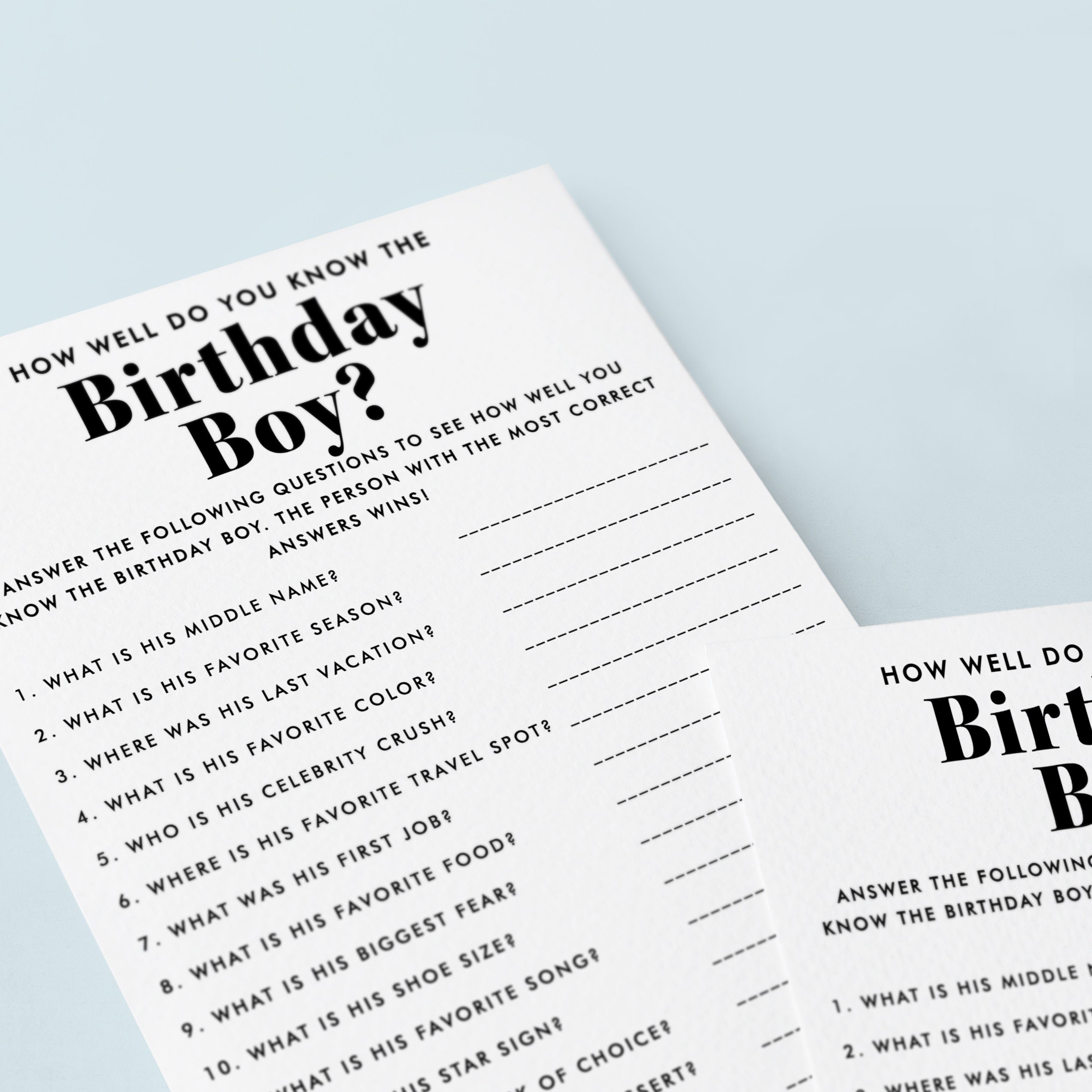 How Well Do You Know the Birthday Boy Game Printable Who Knows the ...
