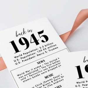 80th Birthday Party Decorations 80th Bday Place Cards 80th Born in 1945 ...