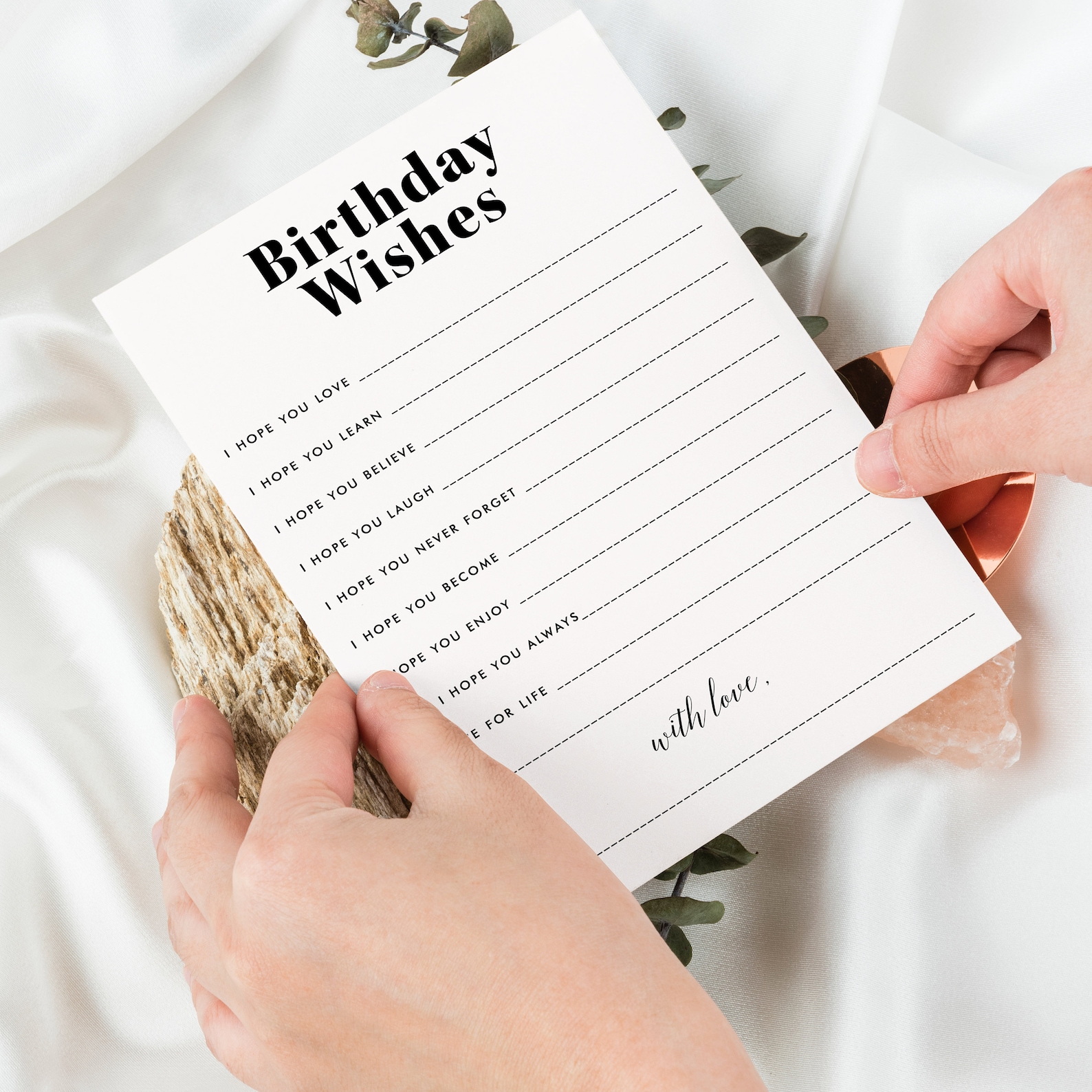 Modern Birthday Wishes Printable Dear Birthday Boy or Girl Minimal Bday ...