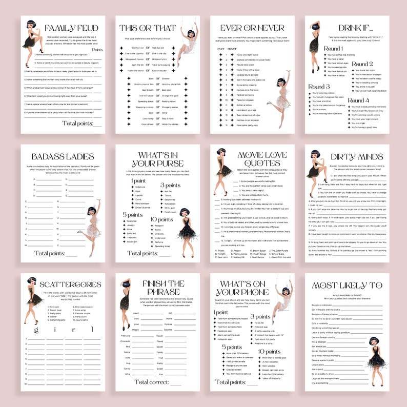 Bachelorette Games Printable Flappers Galentine's Day Party Bundle ...