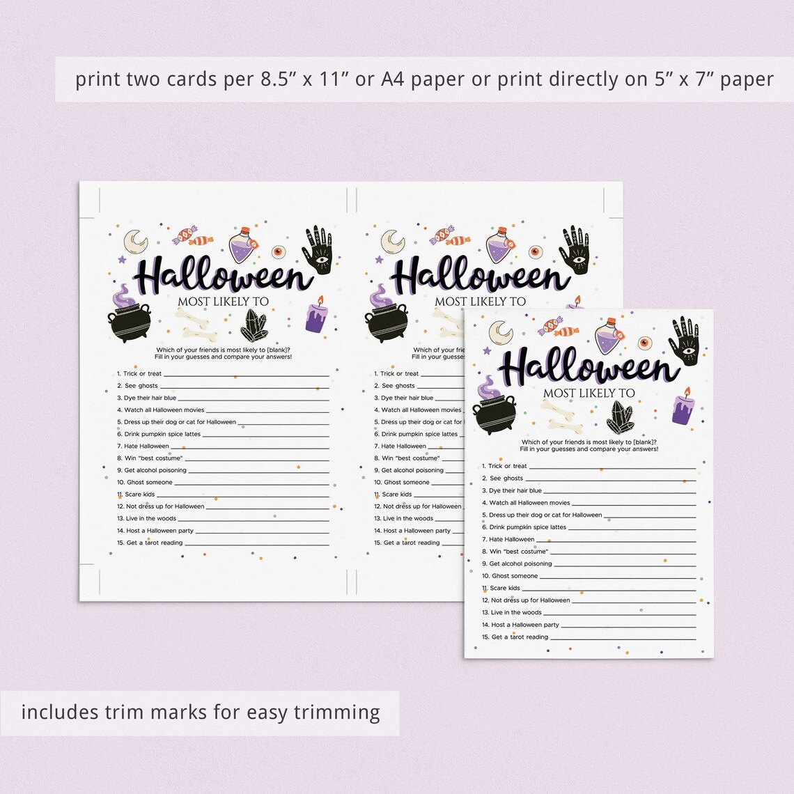 Halloween Most Likely to Game Printable Witch Themed Party - Etsy