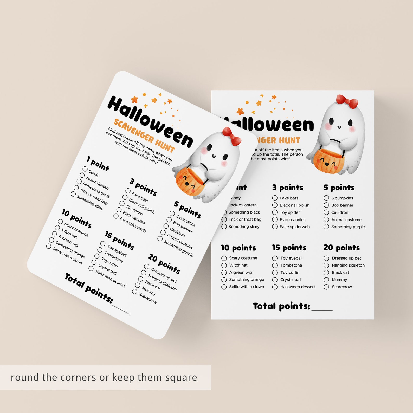 Cute Halloween Scavenger Hunt Printable Ghost Themed Halloween Game for ...