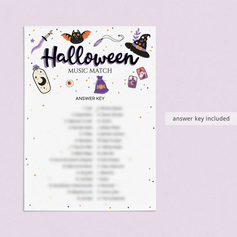 Halloween Music Match up Game Printable Match the Song to Its - Etsy