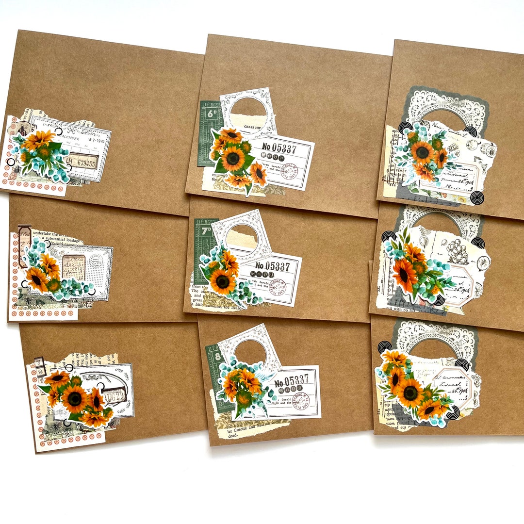 Sunflower Decorated Envelopes Vintage Kraft Envelopes A7 Envelopes ...