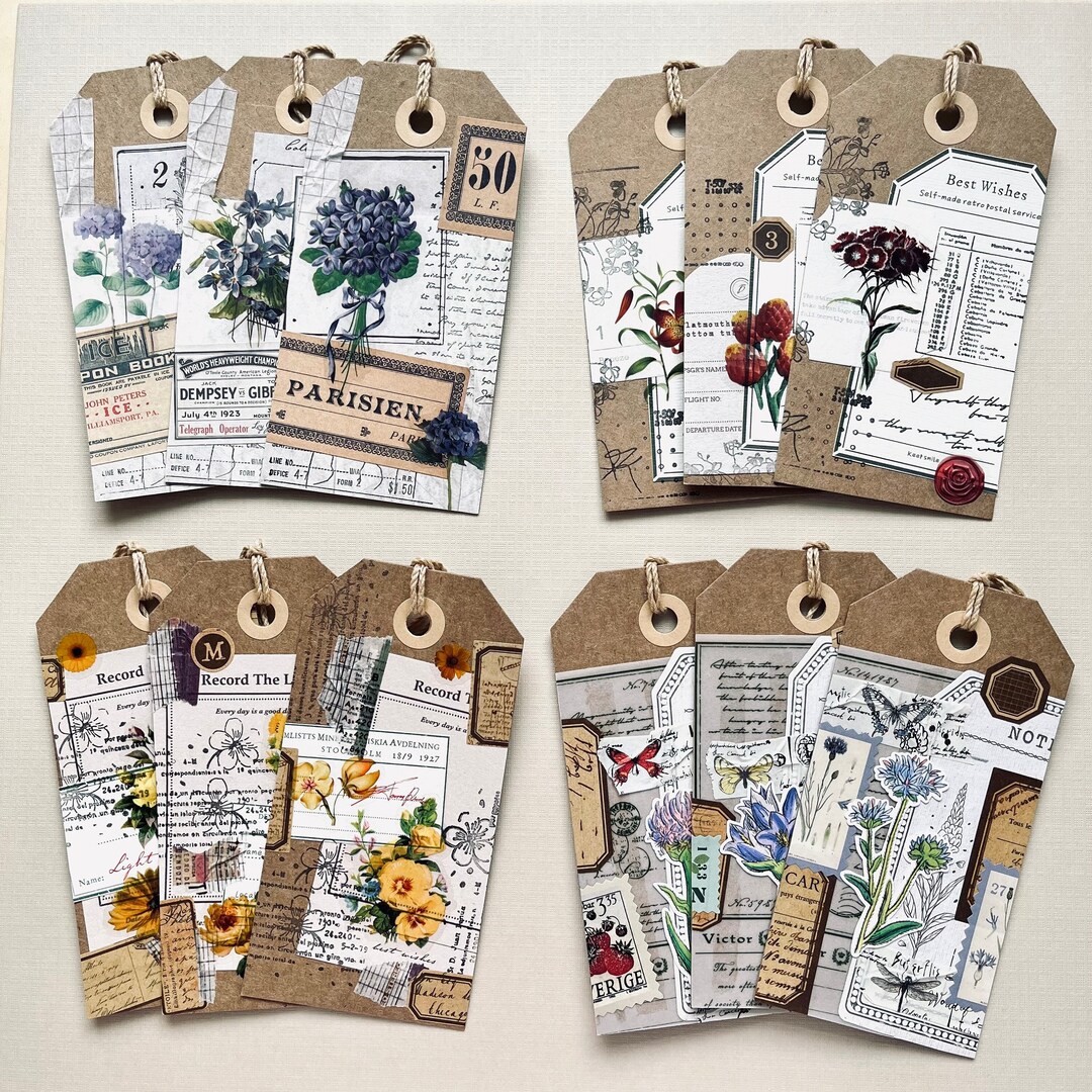 Journaling Cards Mail Tags Bookmarks Collage Floral Junk Journaling ...