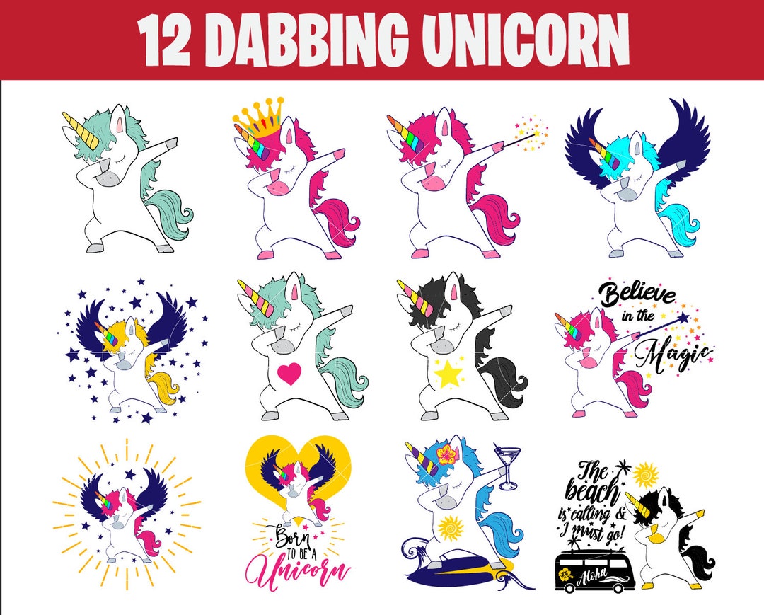 Dabbing Unicorn Bundle SVG Files Cricut Cut Files Silhouette Files ...