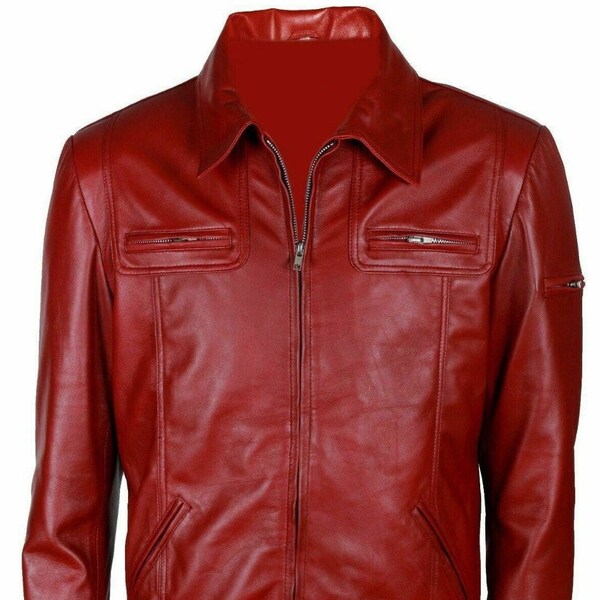 Red Leather Jacket - Etsy