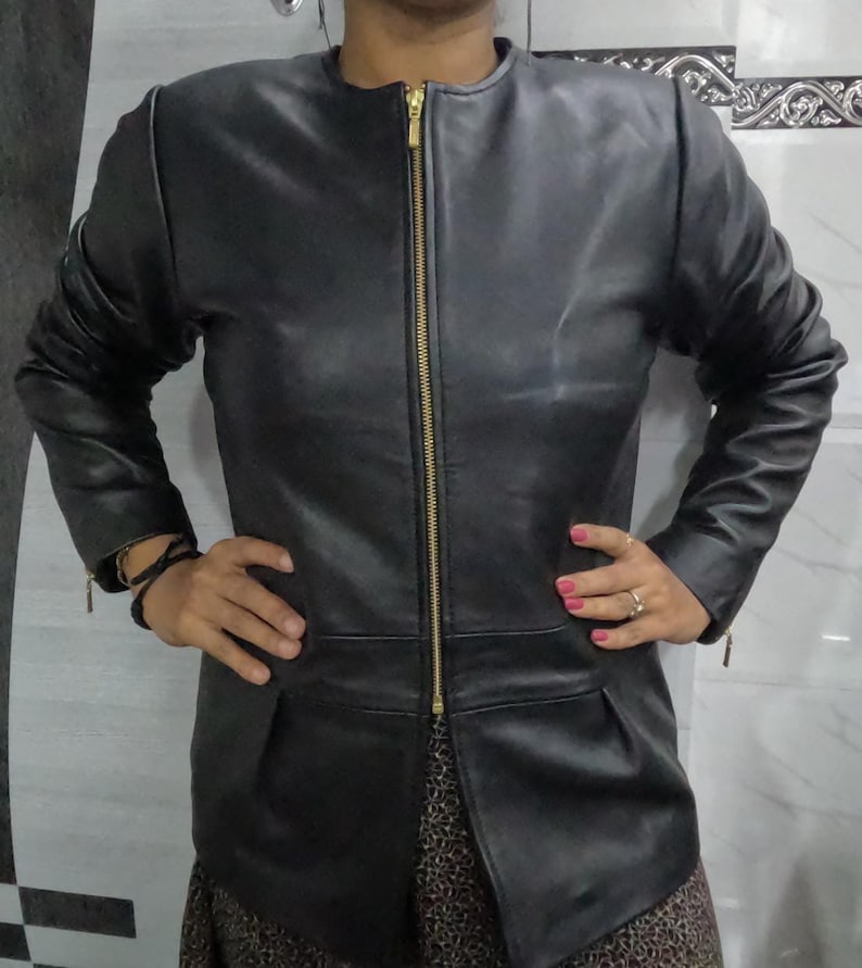 Noor Womens Lambskin BLACK Leather Jacket Handmade Sheep - Etsy